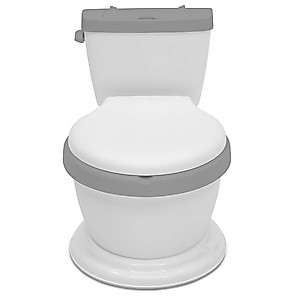 Delta Children Kid Size Toddler Potty for Boys & Girls - Realistic Potty Training Toilet Looks & Feels Like an Adult Toilet, White/Grey