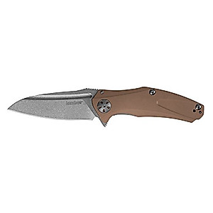 Kershaw Natrix - Copper Pocketknife (7006CU); 2.75-inch Drop-Point Blade with Stonewashed D2 Steel; Hefty Copper Handle Features Brushed Silver Hardware; Reversible, Deep-Carry Pocketclip; 3.7 oz