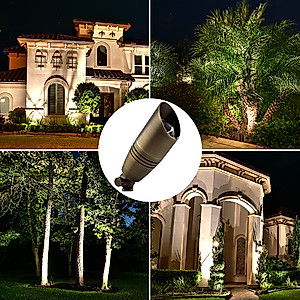 LED Spot Lights Outdoor 105 Landscape Light 7W MR16 LED Bulb - Solid Brass Metal Wall Light Security Lighting LED Yard Lights for Beautiful Bright Long Lasting Home Garden Patio Pool Lighting (4 Pack)