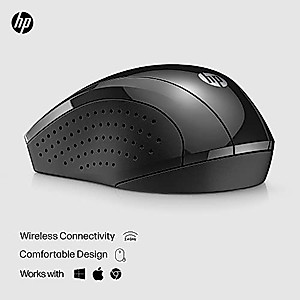 HP X3000 G2 Wireless Mouse - Ambidextrous 3-Button Control, & Scroll Wheel - Multi-Surface Technology, 1600 DPI Optical Sensor - Win, Chrome, Mac OS - Up to 15-Month Battery Life (‎28Y30AA#ABA, Black)