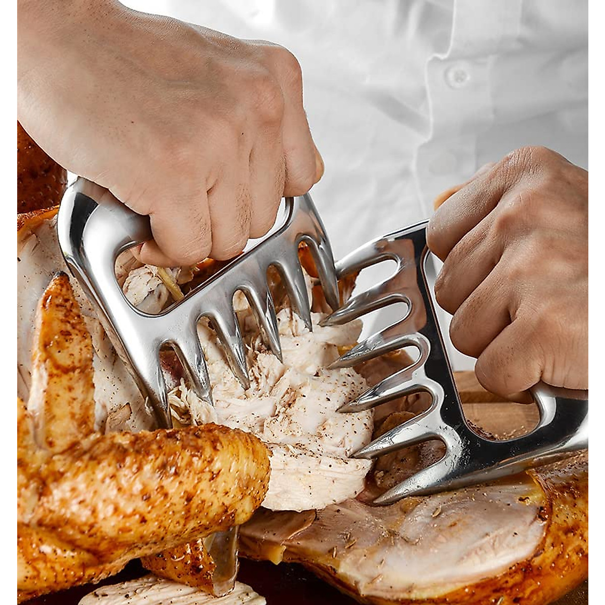 2pcs Turkey Meat Claws for Shredding & Meat Shredder BBQ Tool, Stainless Steel Meat Forks Handler Shredder Claws, for Pulling, Handing, Lifting, Serving Pork, Chicken Brisket, Barbecue, Smoker, Grill