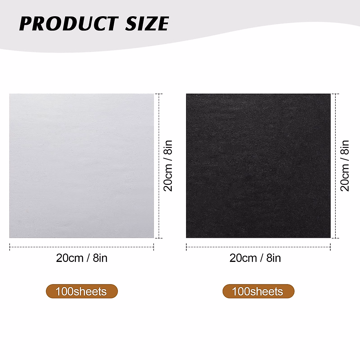 200 Sheets Tear Away stabilizer for Embroidery Backing Precut Sheets Black White Fabric Stabilizer for Machine Embroidery Hand Sewing Hoops Quilting, Weight 2.1 oz(8 x 8 Inch)