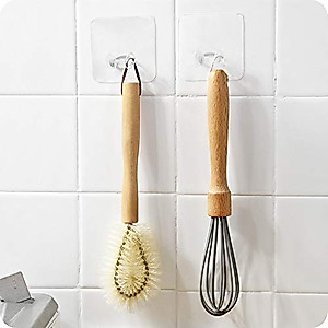 S5E5X Adhesive Toothbrush Holder Wall-Mounted, Multi-Function Power Plug Socket Razor Wall Hanger Hook, Transparent Reusable Seamless Wall Storage Hook for Office Bathroom Home Kitchen (2PC)