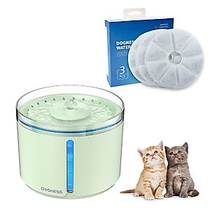 Ultra Quiet Cat Fountain, 25dB Pet Water Dispenser with 3-Pack Fountain Filter (Green, 2.2L + 3-Pack Filter)