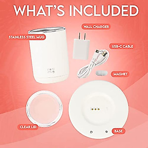 Temperature Control Smart Coffee Mug with Lid - Self Stirring Coffee Mug, Heated Coffee Mug Warmer Set for Desk Home Office 10oz