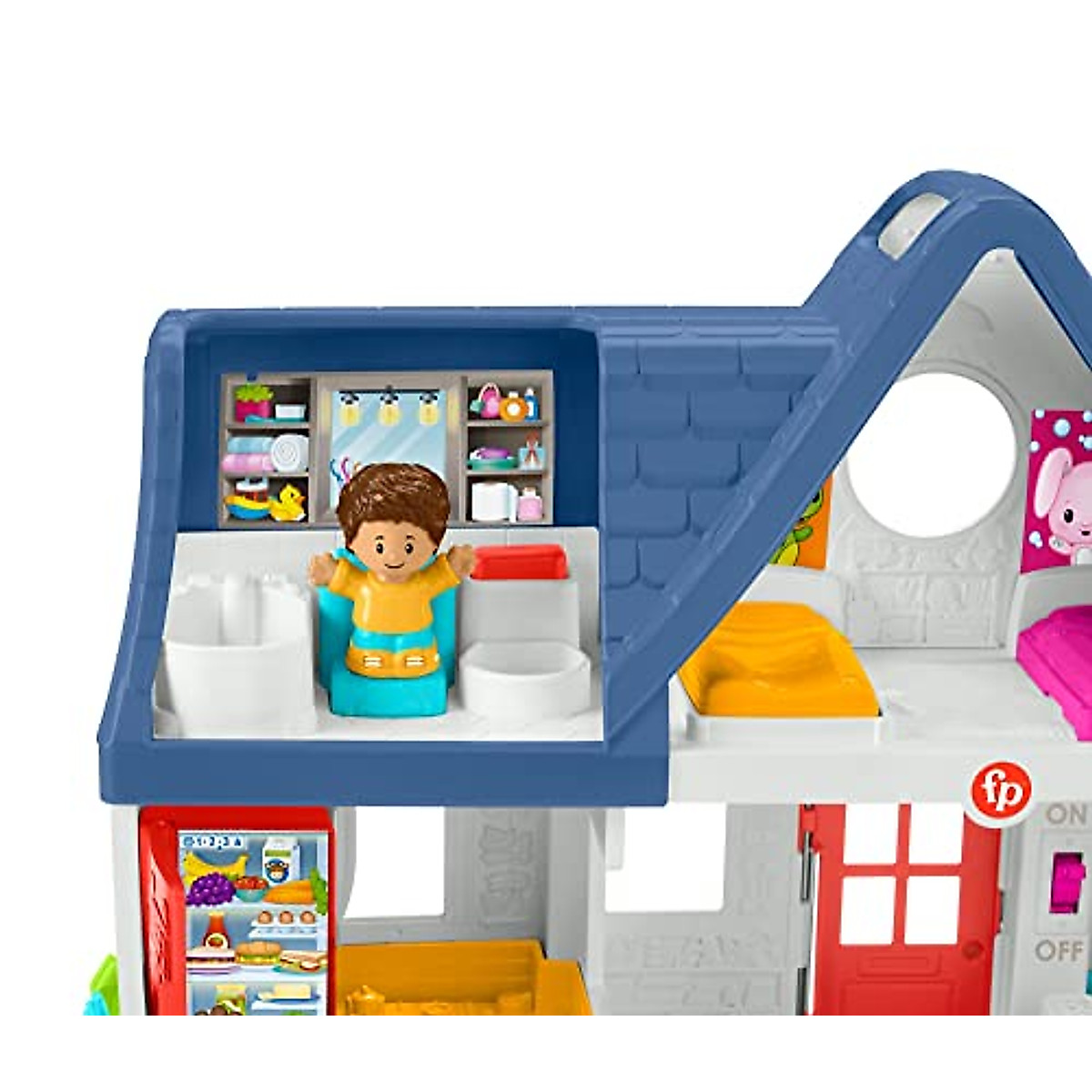 Fisher-Price Little People Toddler Play House with Lights Music & Smart Stages Learning Content, 2 Figures 6 Play Pieces, UK English Version, HCJ66