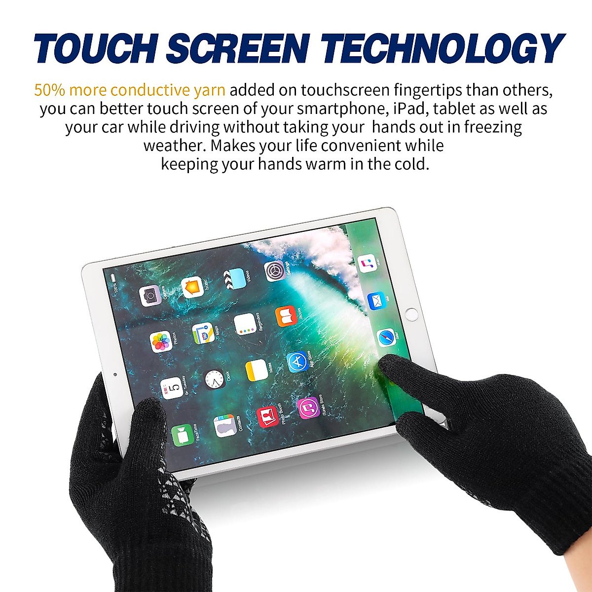 Pleneal 2 Pairs Winter Gloves for Men Women - Upgraded Touchscreen Knit Gloves, Anti-Slip Thermal Gloves, Elastic Cuff