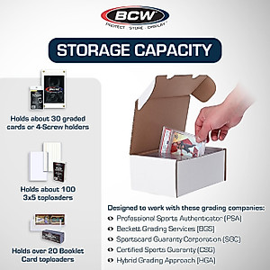 BCW Graded Card Storage Box - 1ct | Sports and Trading Card Holder for 30 Graded Cards & 100 Toploaders | Durable Corrugated Paper | Fits PSA, BGS, SGC, CSG, HGA Graded Cards, Screw Holders, etc