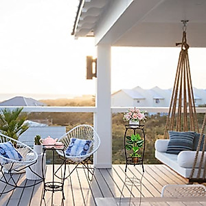 Plant Stand Indoor Outdoor,2 Tier Metal Tall Plant Stands,27.1'' Potted Multiple Holder, Rustproof Decorative Plants Shelf for Corner, Patio, Living Room, Garden (Black)