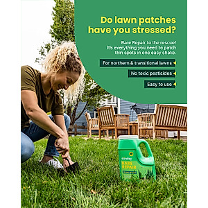 Sunday Bare Repair Sun and Shade Grass Seed Spot Treatment - Grass Seed for Shade and Hard to Grow Areas - Lawn Patch Repair That Works in 14 Days or Less - 3.75lb Jug (Covers 55 Sq Ft)