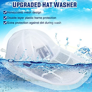MCHKJ Hat Washer for Washing Machine, Cap Washer with Mesh Bags, Hat Washer for Baseball Caps, Hat Cleaner/Cleaning Protector Cage (White - 2 Pack)