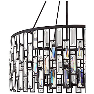 Regency Hill Aurelia Bronze Pendant Chandelier Lighting 26 3/4" Wide Modern Drum Clear Glass Shade 6-Light Fixture for Dining Room Living House Home Foyer Kitchen Island Entryway Bedroom