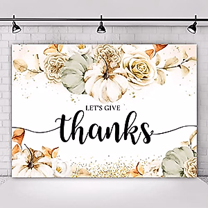 Thanksgiving Day Backdrop Let Us Give Thanks Dinner Party Decoration Autumn Gold Spots Pumpkin Tea Party Rustic Banner Kids Newborn Photography Background Photo Booth Props 7x5ft (DAH0D421UU)
