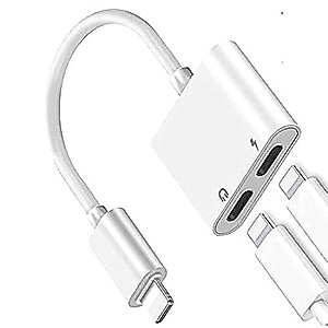 Dual Lightning Splitter for iPhone,[MFi Certified] iPhone Headphone Adapter 2 in 1 Dual Lightning Headphone Jack Audio + Charge Cable Compatible for iPhone 12/12 Pro/11/XS/XR/X 8 7/iPad/ iPod