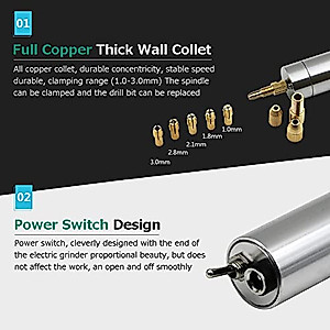 Electric Mini Drill Grinder, Mini Drill Set Grinder Kit, Adjustable Speed Polishing Engraving Grinding Pen Tool Kit, Low Noise, for Grinding, Polishing, Drilling