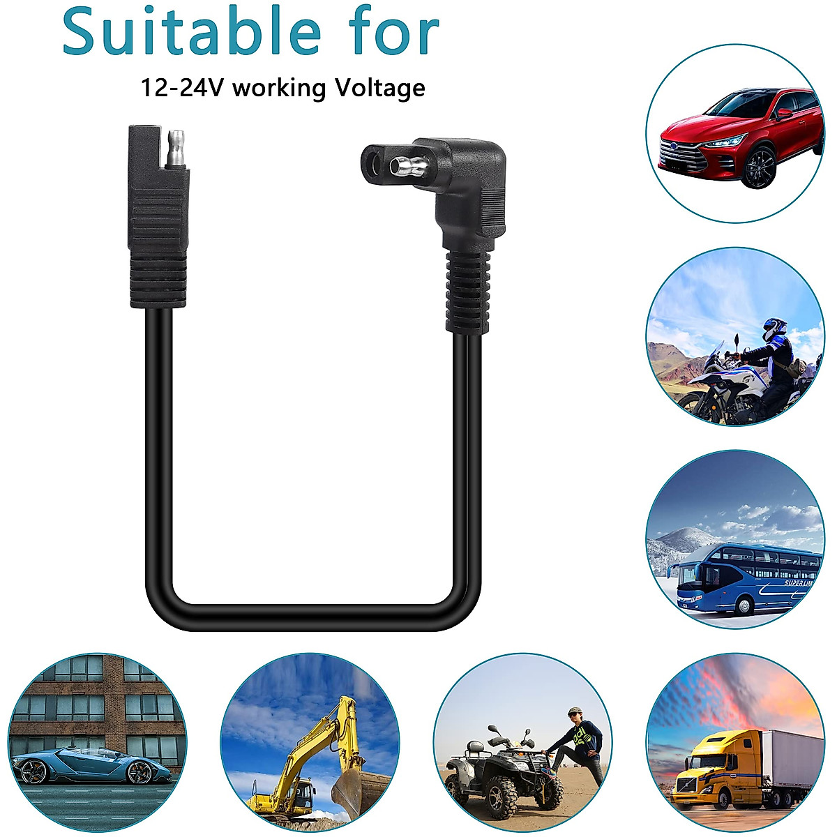 GELRHONR Right Angle SAE Extension Cable,12AWG 2 Pin 90 Degree SAE to ...