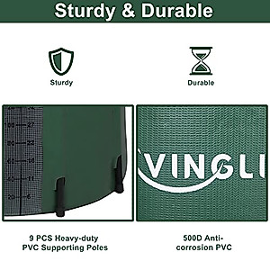 VINGLI New 100 Gallon Collapsible Rain Barrel with Volume Scale Mark, Portable Water Storage Container Rain Catcher Barrel, Rainwater Collection System Downspout with Filter Spigot Overflow Kit …