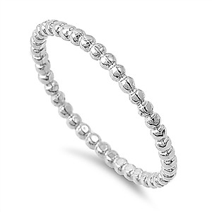 Stackable Ball Bead Eternity Unique Ring New 925 Sterling Silver Band Size 3