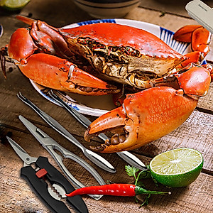 Nsoicrac crab crackers and tools-seafood crackers and tools,crab crackers,Crab Leg Crackers and Tools includes 1 crab scissors, 2 Crab Leg Forks/Picks and 1Seafood Scissors & Storage Bag