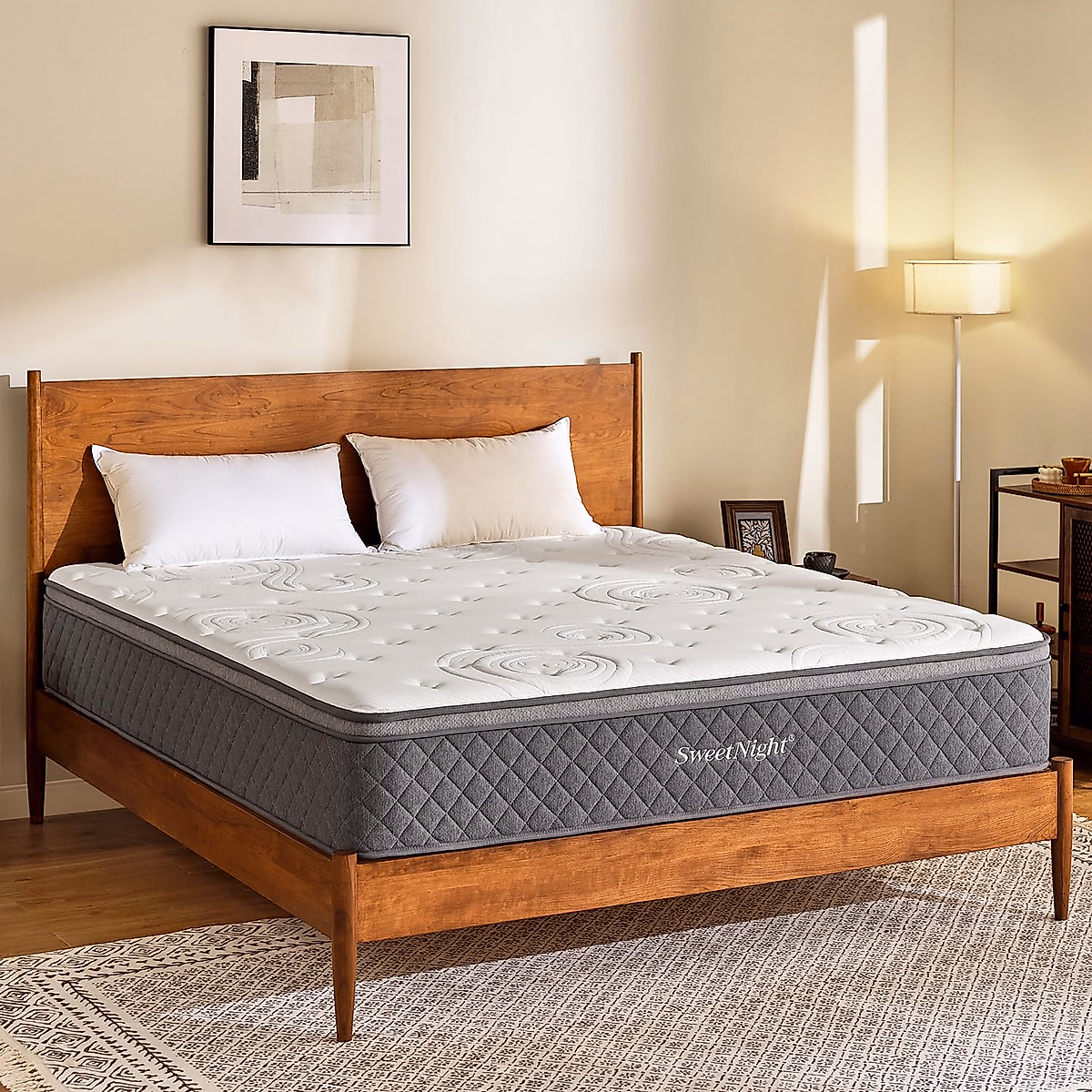 Sweetnight Twin Mattress - 12 Inch Twin Bed Mattress in a Box, Hybrid Twin Size Mattress with Pocketed Coils for Comfort Sleep and Balanced Support
