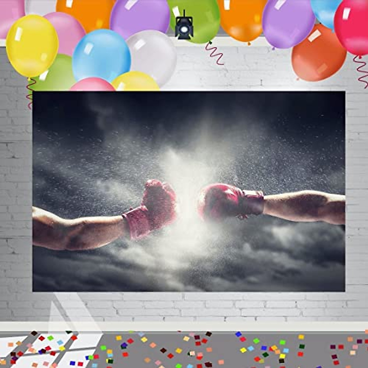 7X5 FT Boxing Birthday Decorations Backdrop | Boxer Red Boxing Gloves Theme Background for Any Occasion| Fighter Party Photo Wall Poster