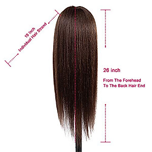 Mannequin Head with Real Hair 60% Straight Training Head with Sturdy Clamp and Tools Cosmetology Mannequin Head for Styling Braid Curly Cut Practice Doll Head Christmas Gift(4# Makeup)