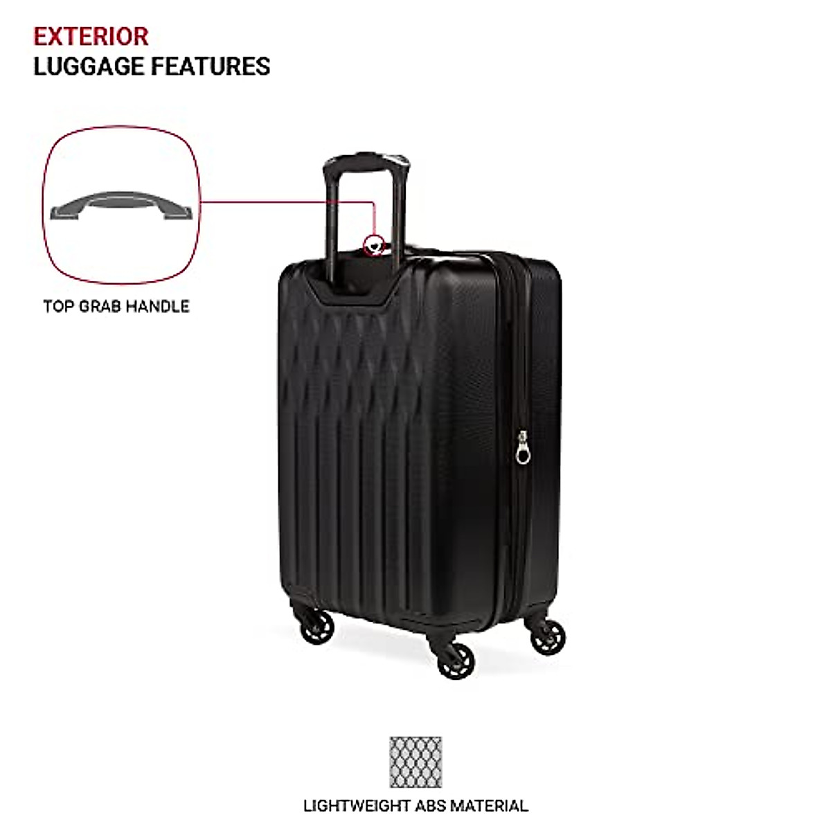SwissGear 8018 Hardside Expandable Luggage with Spinner Wheels, Black, Carry-On 20-Inch