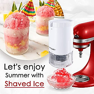 Shave Ice Attachment for KitchenAid Stand Mixers, Ice Shaver Attachment, Snow Cone Attachment/Maker, White (Machine/Mixer Not Included)