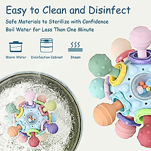 Baby Teething Toys - Infant Sensory Chew Rattles Toys - Newborn Montessori Learning Developmental Toy - Teethers for Babies 0 3 6 9 12 18 Months - Shower Gifts for 1 2 One Two Year Old Girls Boys