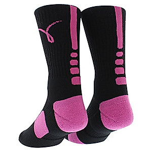 Nike Kay Yow Elite Crew Basketball Socks Black/Pink Size Socks Large 8-12