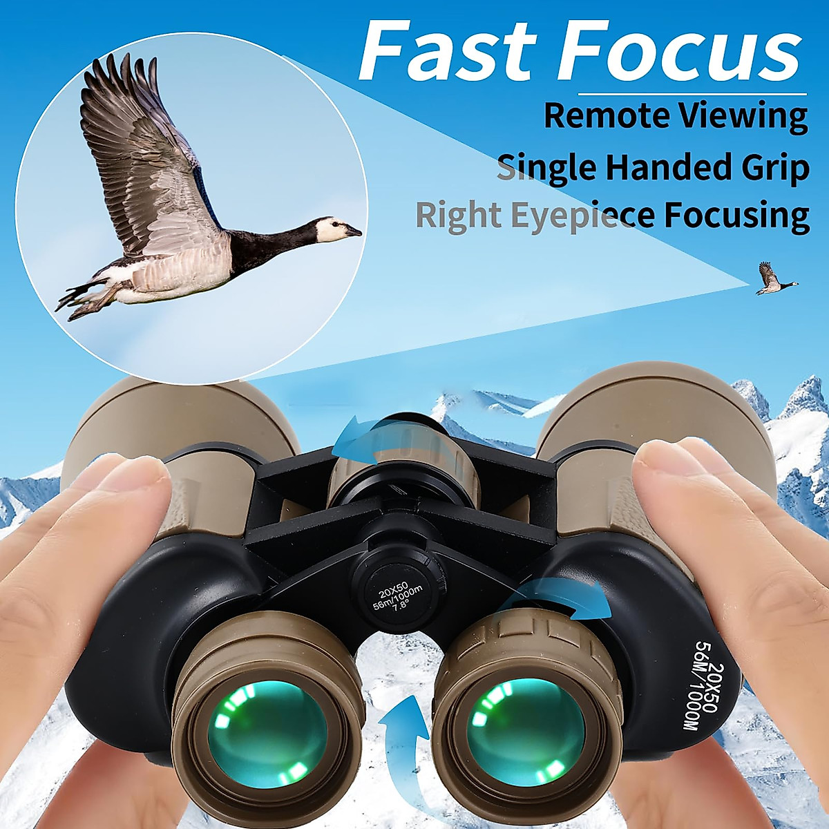 PISEZ 20X50 Binoculars for Adults High Powered with Low Light Vision，Large View Waterproof Binoculars for Bird Watching Hunting Concert Traveling Theater Opera Sightseeing