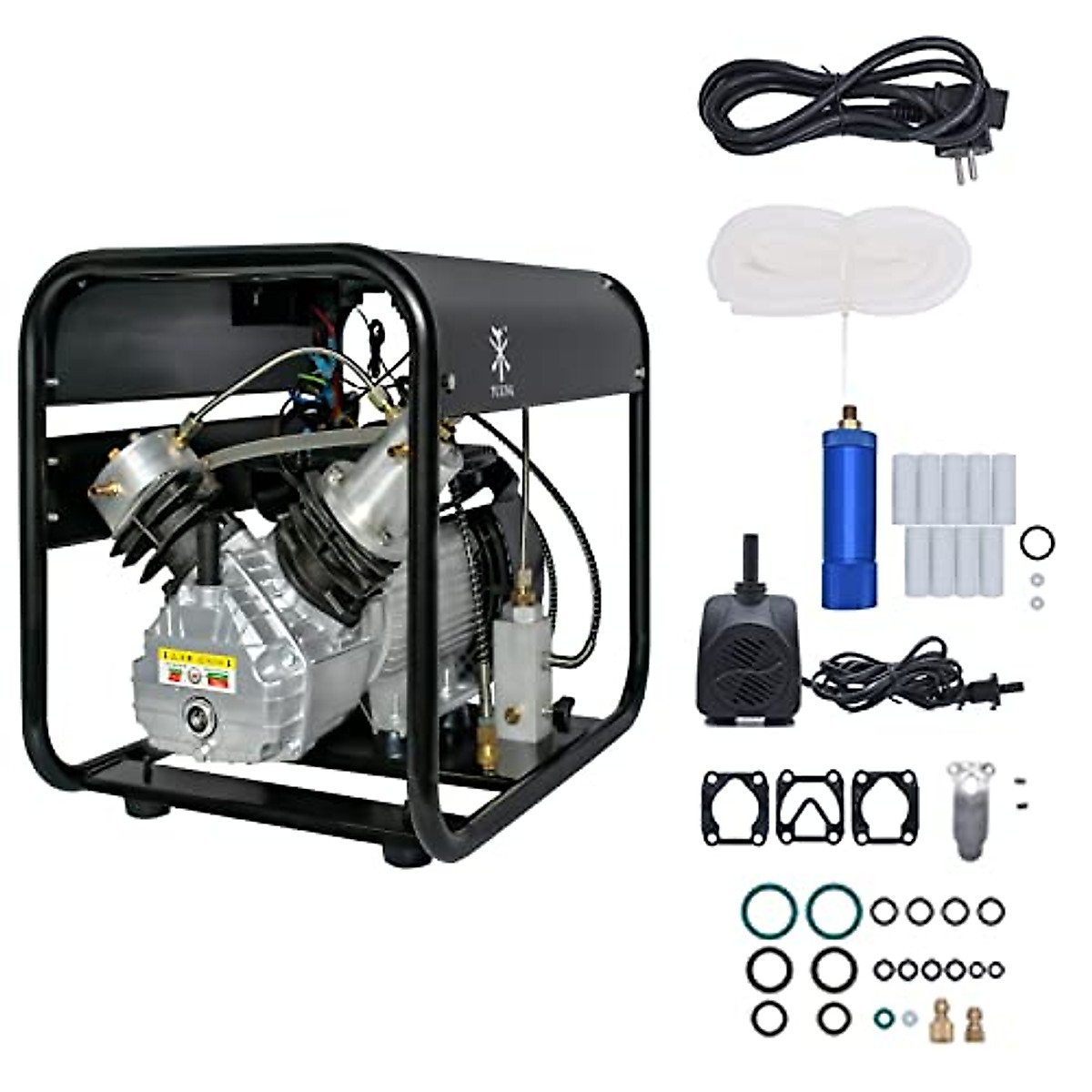 TUXING 4500Psi PCP Air Compressor,Scuba Tank Diving Compressor,Double Cylinder High Pressure Pump with Adjustable Pressure for Filling Pcp Air Rifles,Scuba Diving Tanks 110V(TXED012)