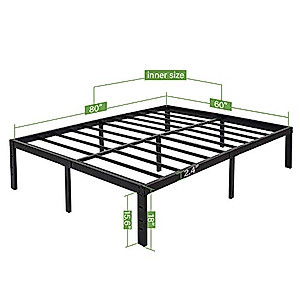 45MinST 18 Inch Maximum Storage Bed Frame/Reinforced Platform /3500lbs Heavy Duty/Easy Assembly/Mattress Foundation/Steel Slat/Noise Free, Queen