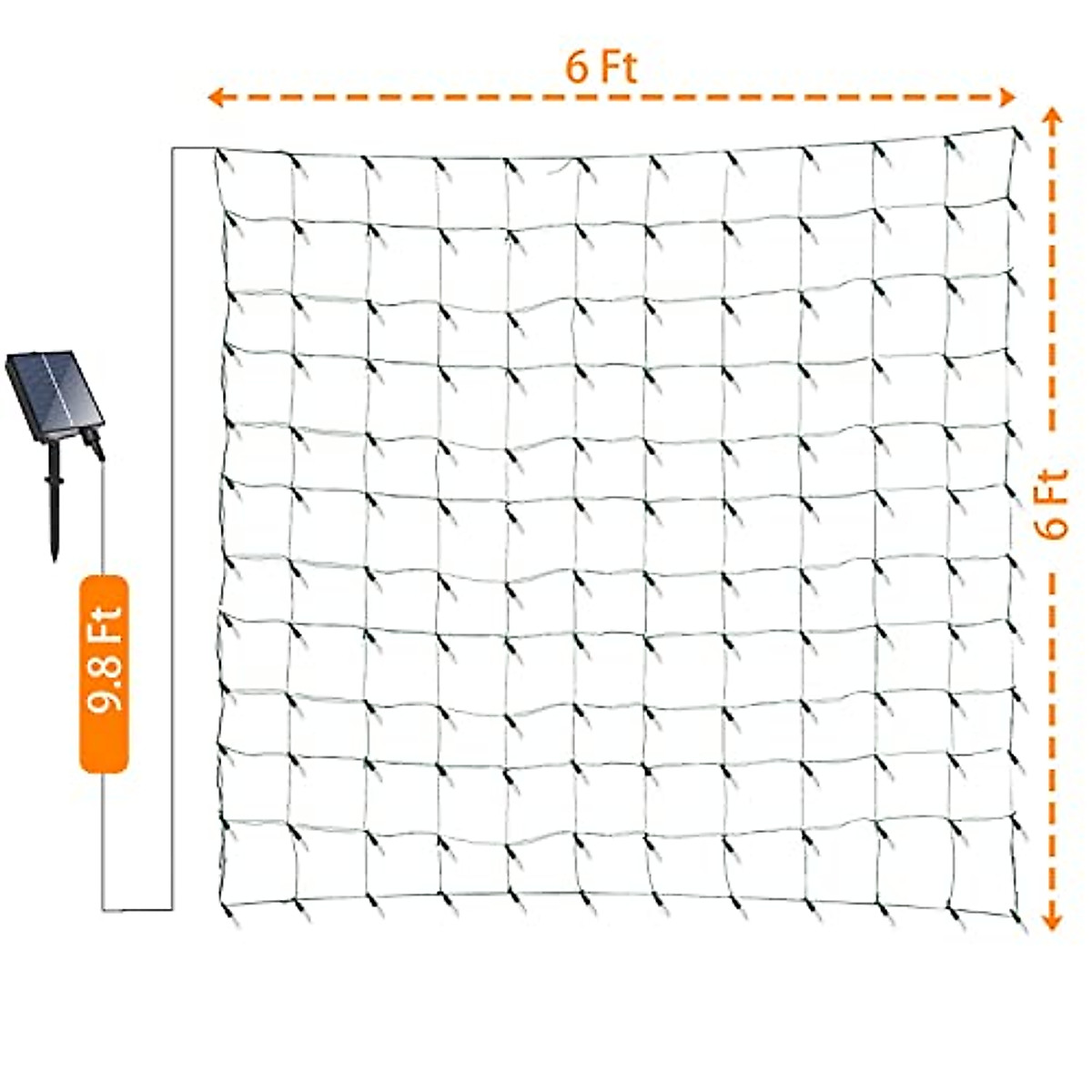 Solar Powered Christmas Net Lights Outdoor Mesh Lights for Bushes, 8 Modes Solar Christmas Lights Decorations Outdoor for Garden, Yard, 6Ft*6Ft, White