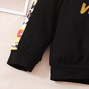 SOBOWO Toddler Baby Girl Clothes Mama's Mini Floral Hoodie Top Floral Long Pants 2Pcs Fall Winter Outfits (Mama's Mini Black, 18-24 Months)