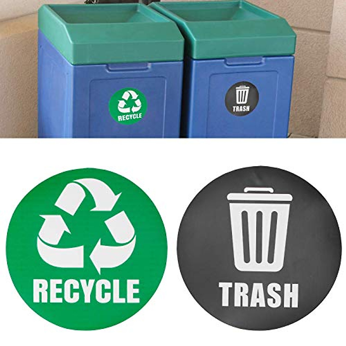 18Pcs Trash Sign, Environmental Label Recycle Trash Decal Stickers SelfAdhesive Waterproof Trash Can Decor