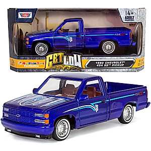 All Star Toys Motormax 1992 Chevy 454SS Pickup Lowrider Truck Candy Blue 1/24 Diecast Model Exclusive Get Low 79036