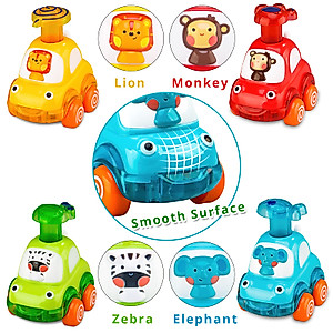 Wdebay 4 PCS Inertia Animal Car Toys for 1 Year Old Boy and Girl|Toddler Toys Age 1-2|1 Year Old Boy Gifts for 1st Birthday|Baby Toys 12-18 Months