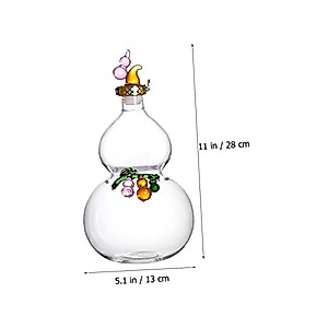 Zerodeko 2pcs Large Decoration Lu Multifunction Wu Drinking Shape Flask Transparent Random Feng Glass Holder Chinese Delicate Funny Ornament Capacity Wine Water Hu Container Shui Lou