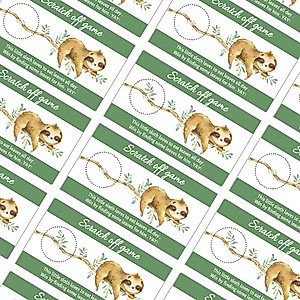REWIDPARTY Sloth Baby Shower Scratch Off Game Cards（32 PCS） Sloth Baby Games Raffle Cards Wedding Bridal Shower Gift Certificate Scratch Off Cards Family Holiday Games Supplies for Kids Adults