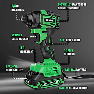 DOWOX 2035 In-lbs Powerful Impact Driver Kit, 21V MAX*Brushless Cordless Impact Driver, 1/4" Hex Chuck, 4-Speed, 24 PCS Screwdriver Bits & Sockets, for Repairs, Long Rusted Screws or Frozen Bolts