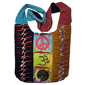 Original Collections Bohemian Hippie Crossbody Peace Sign Shoulder Bag Purse Large