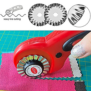 Rotary Cutter with 5pc Ø 45mm Cutting Blades Fabric Paper Cutter, Cloth Sewing Cutter Craft Supplies and Quilting Accessories, For Right- and Left-handed Users