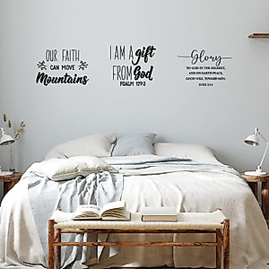 Sabary 12 Pcs Bible Verse Wall Decals Religious Scripture Wall Art Inspirational Quotes Wall Stickers Christian Peel and Stick Motivational Wall Decor for Bedroom Living Room(Stylish Style)
