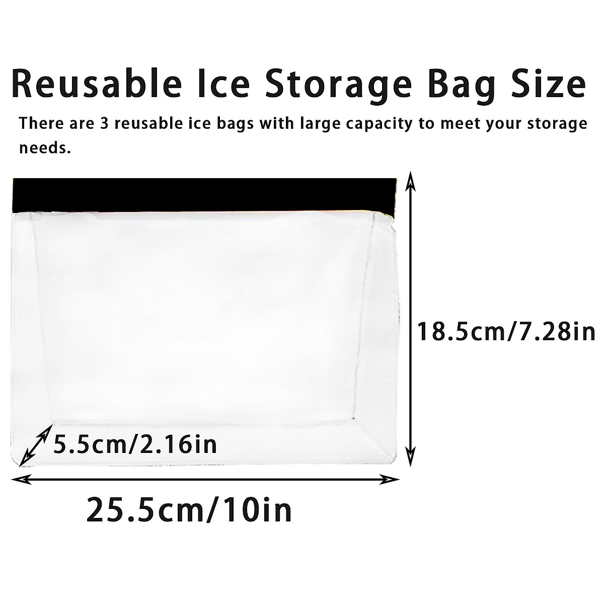 Ulifebetter 3 Pcs Reusable Ice Storage Bags with Secure Zip, 10"*7"*2.5"Freezer Bags Clear Ice Cube Storage Bags Freezer Storage Bags Ice Holder for Ice and Food Storage