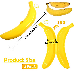 BieFuDan Banana Keeper for Freshness, Plastic Banana Holder, Banana Protector Case Outdoor Travel, Banana Storage Container for Lunch Box, Yellow (Yellow 2PC)