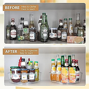 3 Pack Lazy Susan Organizer for Cabinet, Upgraded 11.5" Clear Lazy Susan Turntable with Handles and Raised Edge, Rotating Lazy Susan Spice Storage for Kitchen, Pantry, Refrigerator, Bathroom, Table