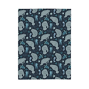 Manatees Throw Blanket Lightweight Warm Flannel Fleece Blankets Cozy Soft Blanket Gifts for Women Men Girls Boys 50"x40"