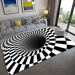 LHGBGBLN Black and White Lattice 3D Carpet Non-Slip Floor mat Restaurant Living Room Soft Children Bedroom mat Carpet Door mat