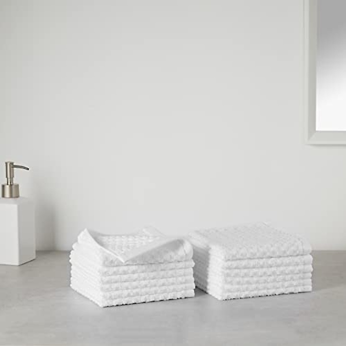 Amazon Basics Odor Resistant Textured Wash Cloth, 12 x 12 Inches - 12-Pack, White